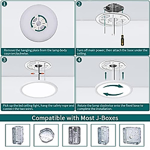 Glowall 9" White Led Ceiling Light Fixture, Ultra Thin Flush Mount, 5000K Daylight, 2250 Lumen, Modern, Round, for Kitchen, Bedroom, Hallway, Laundry, Bathroom, Garage (White, 1Pack)