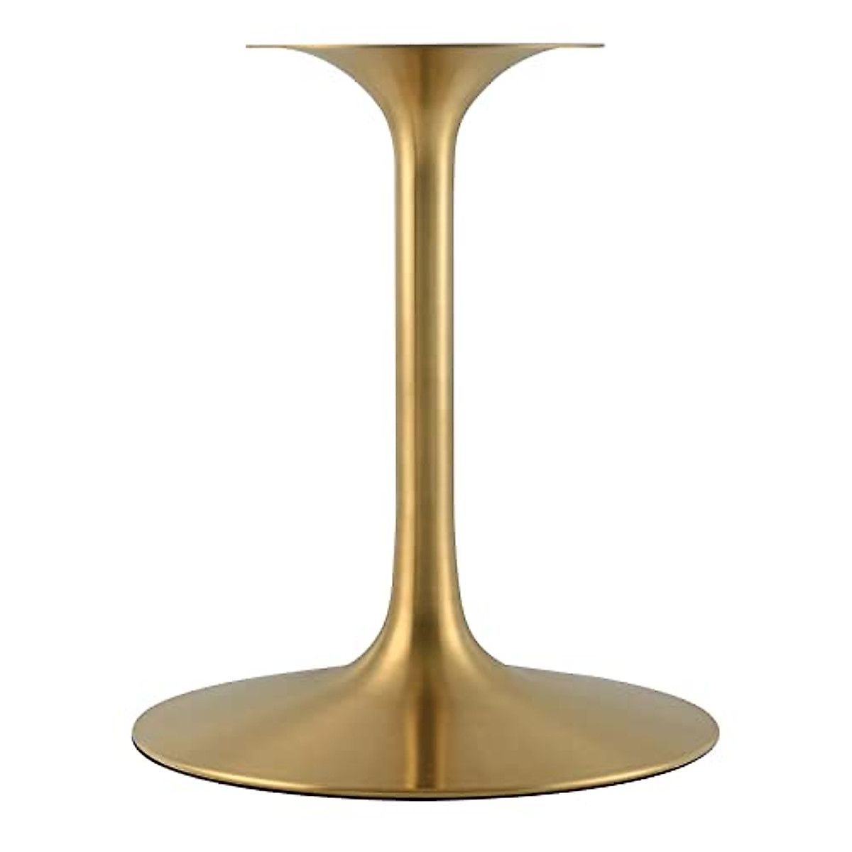 Modway Lippa 60" Mid-Century Modern Dining Table with Round White Top and Pedestal Base in Gold White