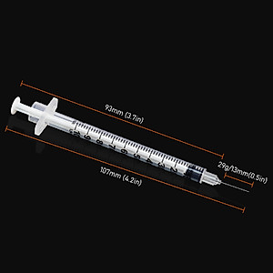 Eomhept 1ml 1cc 29 Gauge x 13mm (1/2") Disposable Lab Supplies, Individual Packing, Pack of 50