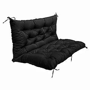 Srutirbo Outdoor/Indoor Swing Replacement Cushions 3 Seater, Waterproof Bench Cushion with Backrest, 40"x40", for Garden Patio Furniture (Black)