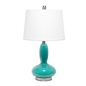Elegant Designs LT3315-TEL Contemporary Curved Glass Table Lamp, Teal