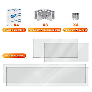 Nuu Garden 43 inch 50,000 BTU Propane Gas Fire Pit Table and Glass Fire Pit Wind Guard Bundle