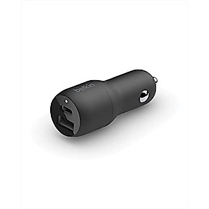 Belkin 37 Watt Dual USB Car Charger - Power Delivery 25W USB C Port & 12W USB A Port for PPS Charging Apple iPhone 14, 14 Pro, 14 Pro Max, iPhone 13, Samsung Galaxy, AirPods & More