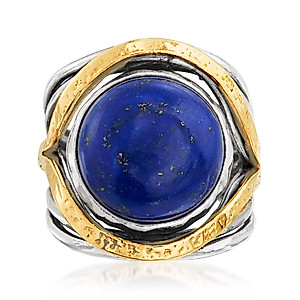 Ross-Simons Pearl or Gemstone Openwork Ring in Silver and 14kt Yellow Gold