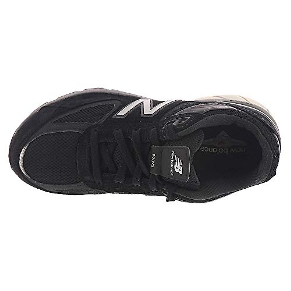New Balance 990 V5 Lace-Up Sneaker, Black/Silver, 4 Wide US Unisex Big_Kid