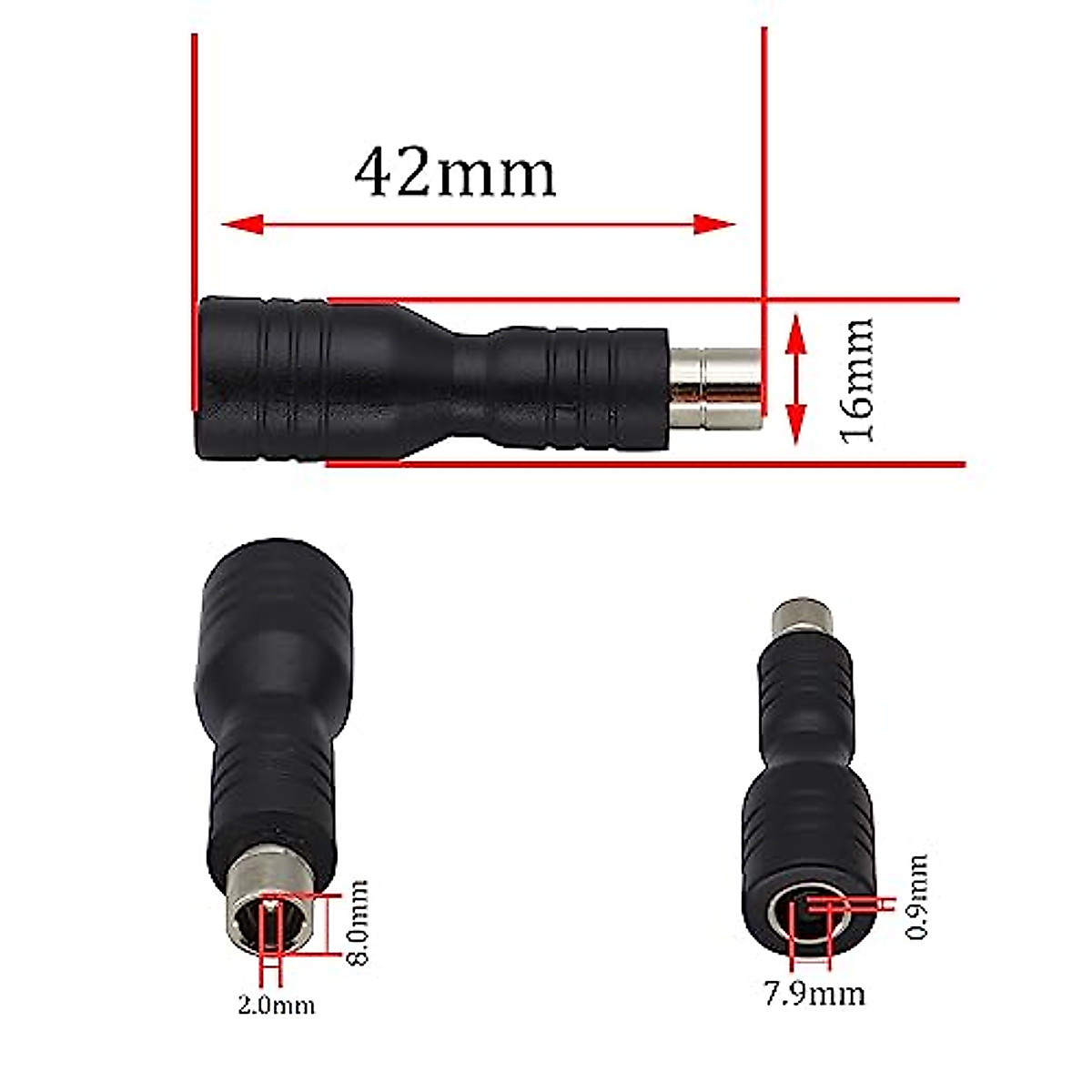 HCFeng DC 8020 Male to DC 7909 Female Adapter DC 8mm x 2mm to DC 7.9mm x 0.9mm DC8mm Connector with Silicone Clasp for Solar Panel RV Portable Power Station Ex-plo-RER 1500/2000[1pack+Clasp]