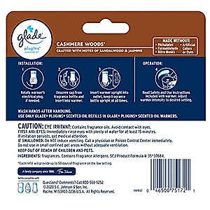 Glade PlugIns Refills Air Freshener, Scented and Essential Oils for Home and Bathroom, Cashmere Woods, 2.01 Fl Oz, 3 Count