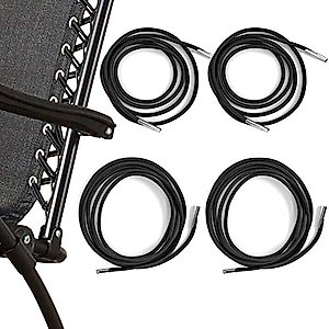 Bealuffe Replacement Cords for Zero Gravity Chair 4 Cords Patio Recliner Repair Laces for Lounge Chair Bungee Chair Antigravity Chair (Black)