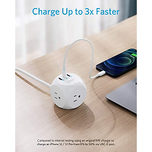 Anker Power Strip with USB C, PowerCube with 3 Outlets & 30W USB C and Anker USB C Power Strip Surge Protector(300J),6 Outlets and 20W Power Delivery