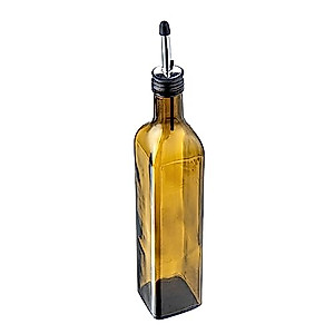 Restaurantware RW Base 16.9 Ounce Olive Oil Dispenser 1 Kitchen Oil Dispenser Bottle - With Stainless Steel Pourer Non-Leaking Amber Glass Olive Oil Pourer For Cooking Or Salad Dressings