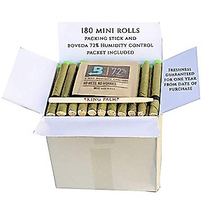 King Palm MINI Size Natural Pre Wrap Palm Leafs (BULK CASE LOOSE, 180 ROLLS TOTAL) Pre Rolled Cones - All Natural Cones - Corn Husk Filter - Preroll Cones - Prerolled cones with Filter - Organic Cones