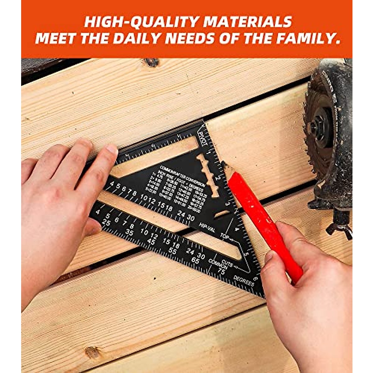 RONGPRO Rafter Square and Combination Square Tool Set, 7 Inch Triangle Carpenter Square Die-cast Aluminum Alloy and 12 Inch Zinc-Alloy Die-Casting Combo Square Ruler - Rafter Square Layout Tool