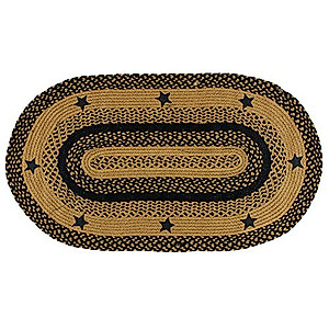 Star Black Premium Braided Collection | Primitive, Rustic, Country, Farmhouse Style | Jute/Cotton | 30Days Risk Free | Accent Rug/Door Mat/Floor Carpet(Oval 27"x48", Star Black)