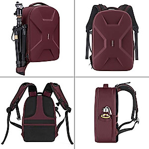 MOSISO Camera Backpack, DSLR/SLR/Mirrorless Photography Camera Bag 15-16 inch Waterproof Hardshell Case with Tripod Holder&Laptop Compartment Compatible with Canon/Nikon/Sony, Wine Red
