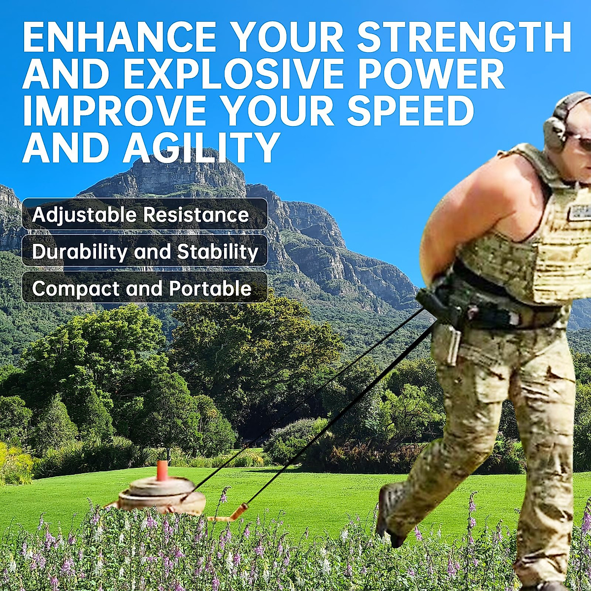 7BLACKSMITHS Power Speed Sled w/Harness&Padded Weighted Drag Sport Training Running Football Sled for Fitness Strength Training and Athletic Exercise