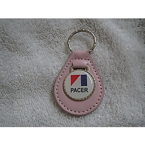 1975 1976 1977 1978 1979 AMC PACER LOGO EMBLEM LEATHER KEYCHAIN - PINK