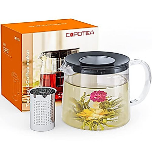 Glass Teapot with Infuser - 1500ml/50 OZ Tea Kettle Stovetop Safe Tea Pot for Blooming Tea Loose Leaf Tea, Premium Tea Maker with Gift Box