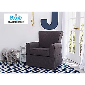 Delta Children Upholstered Glider Swivel Rocker Chair, Charcoal