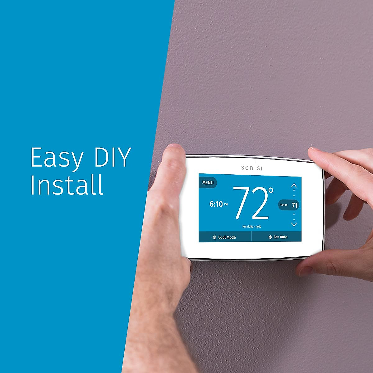 EMERSON Sensi Touch Wi-Fi Smart Thermostat with Touchscreen Color Display, Works with Alexa, Energy Star Certified, C-wire Required, ST75W , White