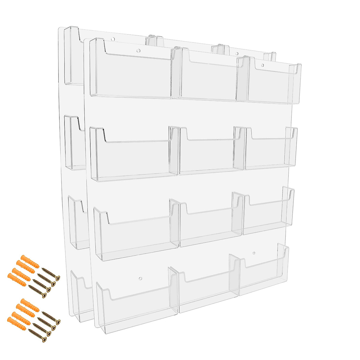 2 Pack Post Card Holder Acrylic 12 Pocket Holds 6" Printed Media Hanging Hardware Included Use at Shops Motels Airports and Transportation Centers Historical Sites Stores Clear by Marketing Holders