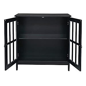 SEASD Wood Kitchen Accent Buffet Sideboard Entryway Serving Storage Cabinet with Doors 80x36x80cm Disassembly