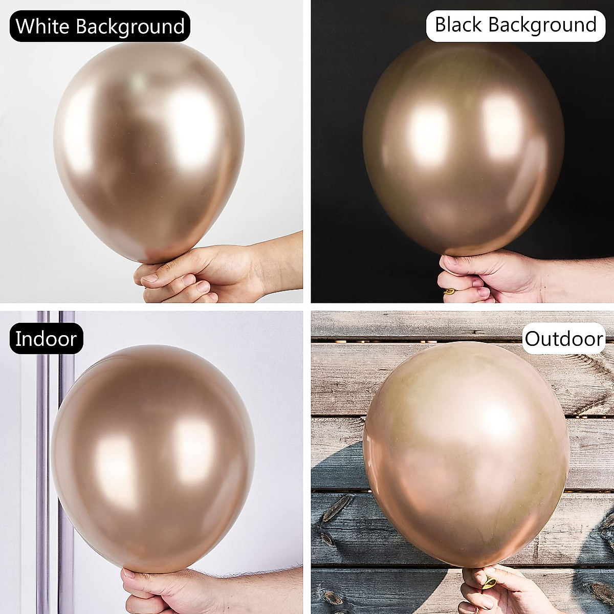 PartyWoo Metallic Rose Gold Balloons, 100 pcs Champagne Gold Balloons Different Sizes Pack of 18 Inch 12 Inch 10 Inch 5 Inch Balloons for Balloon Garland as Party Decorations, Champagne Gold-G112