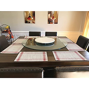 30" Glass Lazy Susan Turntable Dining Table Centerpiece with Swivel Assist System Round Tabletop Rotating Tray Large Serving Plate Silent & Smooth Spin