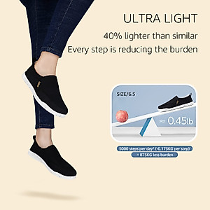 STQ Women Slip on Shoes Low Top Canvas Sneakers Comfortable with Arch Support Black US 8