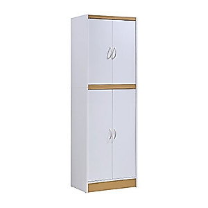 Hodedah 4 Door Kitchen Pantry with Four Shelves, White