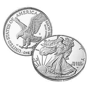 2021 S American Silver Eagle Type 2 Eagle Landing Reverse 1 Ounce Coin in OGP with CoA Dollar Proof US Mint