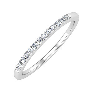 FINEROCK 1/10 Carat Diamond Anniversary Ring Band in 10K White Gold (Ring Size 4)