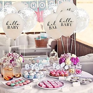 36Pcs Hello Baby Balloons White Cloud Confetti Balloons Taupe Baby Shower Balloons Party Decorations Supplies