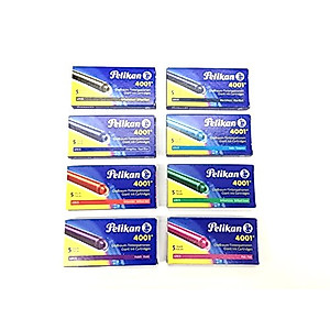 Pelikan 4001 GTP/5 Ink Cartridges for Fountain Pens, Royal Blue, 1.4ml, 5 Pack (310748)
