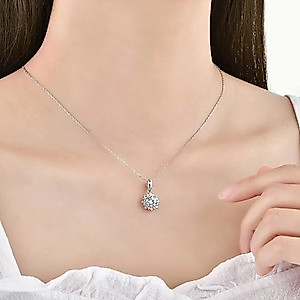 BLIVSTAR Moissanite Necklaces for Women 925 Sterling Silver Necklace with 1CT Diamond 18K Plated Pendant Dainty Jewelry Gift for Women Mom Girls