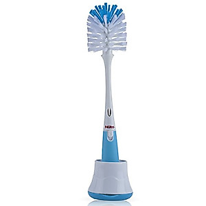 Nuby 2 in 1 Bottle and Nipple Brush with Stand, 1 Pack, Colors May Vary