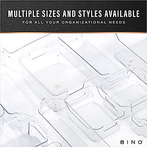 BINO | Plastic Storage Bins, X-Small - 5 Pack | THE LUCID COLLECTION | Multi-Use Built-In Handles BPA-Free Clear Storage Containers | Fridge Organizer | Pantry & Home Organization