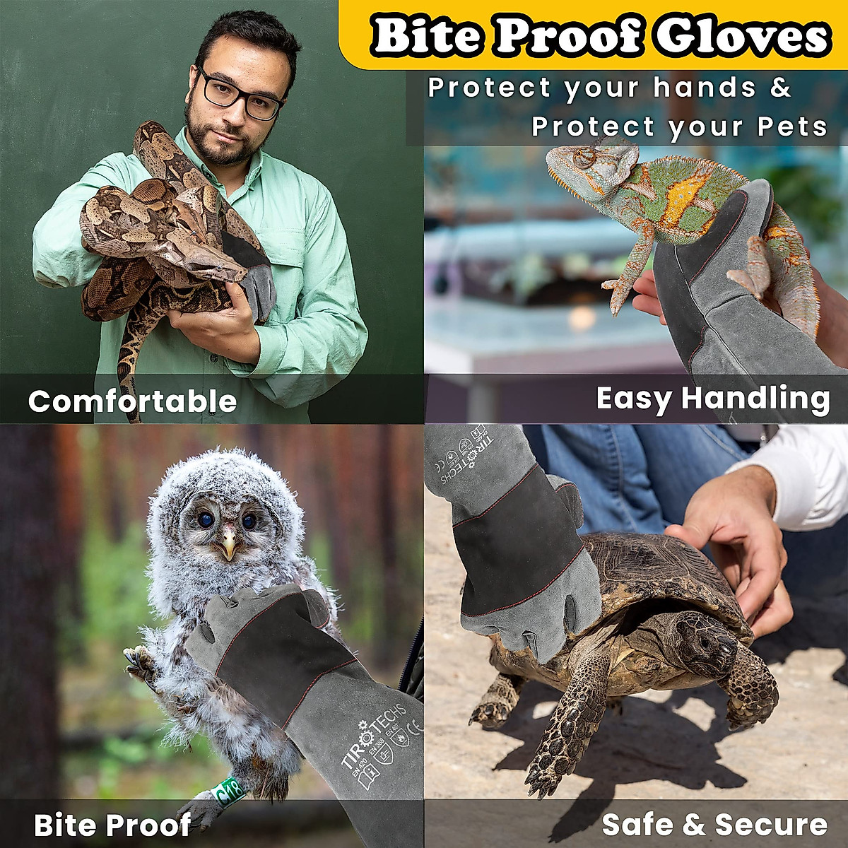 TIROTECHS Bite Proof Animal Handling Gloves, Bite Proof Gloves, Dog Bite Gloves, Dog Bite Proof Gloves, Anti Dog Bite Gloves, Cat Gloves Bite Proof, Cat Grooming Gloves