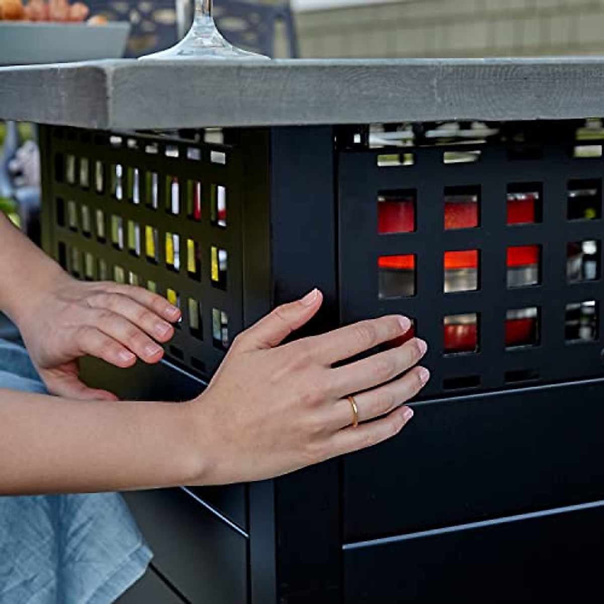 Hayden Gray 38" Square Dual Heat Gas Fire Pit