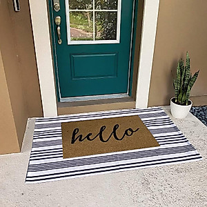Black and White Striped Outdoor Rug Front Porch Rug 27.5"x43" Cotton Hand-Woven Welcome Mats Layered Door Mats for Front Porch/Entryway/Laundry Room/Bedroom/Outdoor (27.5"x43")