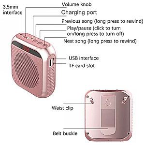 Portable Voice Amplifier for Teachers, 2200mAh Rechargeable Personal Amplifier Mic PA System Headset Microphone with Speaker for Teachers, Training, Meeting, Tour Guide, Yoga, Classroom (Black)