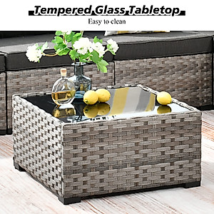 HOOOWOOO 12 Piece Modular Patio Outdoor Sectional Furniture Sofa Set,Wicker Conversation Set,Out Door Couch Set with Wide Arm for Outside All Weather(Black)