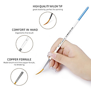 XDT#830 Rigger Artist Paint Brush 6 Piece Set Extra Long Fine Point Liner Tip #000#00#0#1#2#3, Scale Models Nail Acrylic Oil Watercolor