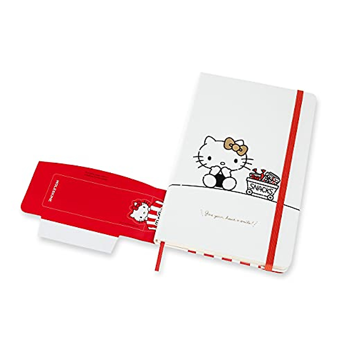Moleskine Limited Edition Hello Kitty Notebook, Hard Cover, Large (5" x 8.25") Plain/Blank, White, 240 Pages