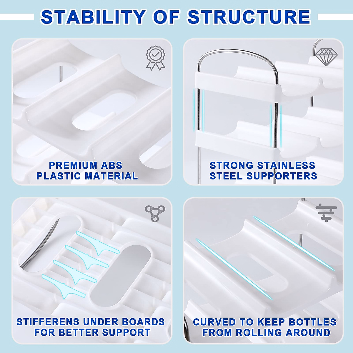 [ Large Compartment ] 3 Tier Stackable Water Bottle Organizer for Cabinet - 9 Bottle Holder Rack for Tumblers, Cups, Wine Bottles - Home Storage, Kitchen Organization Shelf for Countertop, Cupboard