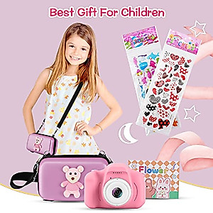 Kids Camera, Toddler Camera Children Digital Camera Toys with 13MP Video Camcorder 32GB SD Card and Camera Case for 3–10 Year Old Boys and Girls Pink