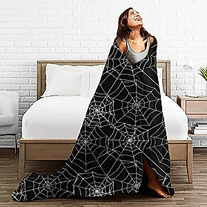 Annalice Spider Cobweb Spiderweb Halloween Goth Pattern Flannel Fleece Blanket Ultra-Soft Fluffy Warm Throw Blanket for Couch Bed All Seasons Suitable for Women, Men 50*40inch