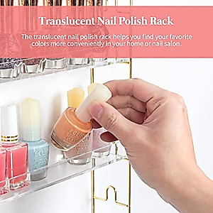 J JACKCUBE DESIGN 4 Tier Gold Nail Polish Organizer Ledge Shelf Rack, Wall Mounted Floating Storage Display Shelves for 56 Bottles Organizer Nail Polish Makeup Essential Oil Stand- MK488B