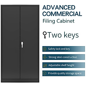 SUXXAN 72'' Metal Storage Cabinet,Large Space Lockable Steel Storage Cabinet with 4 Adjustable Shelves,Home Garage Office,Assembly Required