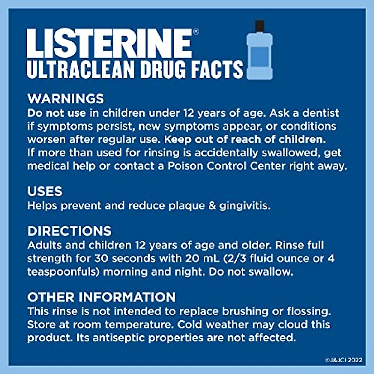Listerine Ultraclean Oral Care Antiseptic Mouthwash with Everfresh Technology to Help Fight Bad Breath, Gingivitis, Plaque and Tartar, Cool Mint, 8.5 fl. oz (250 mL)