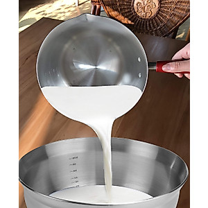 Bene Casa - Aluminum Double Spout Saucepan with Natural Wooden Handle (13" x 3.5" - 2 Quart) - Handle Includes Hanging Loop for Simple Storage - Dishwasher Safe